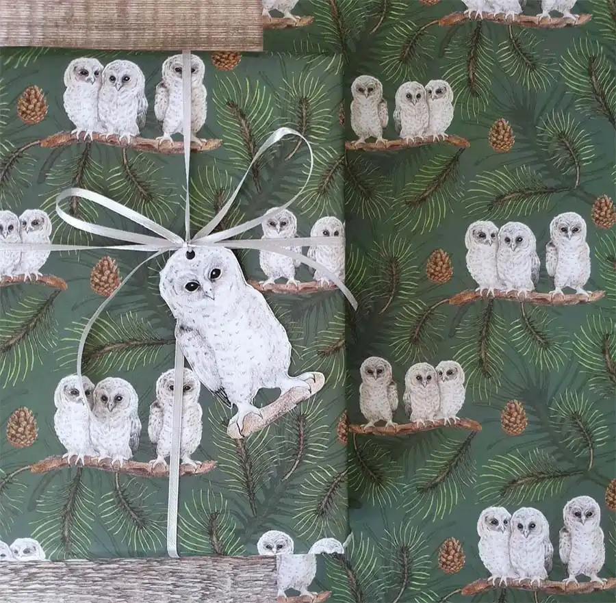 Owls Gift wrap Heidi Vilkman Art
